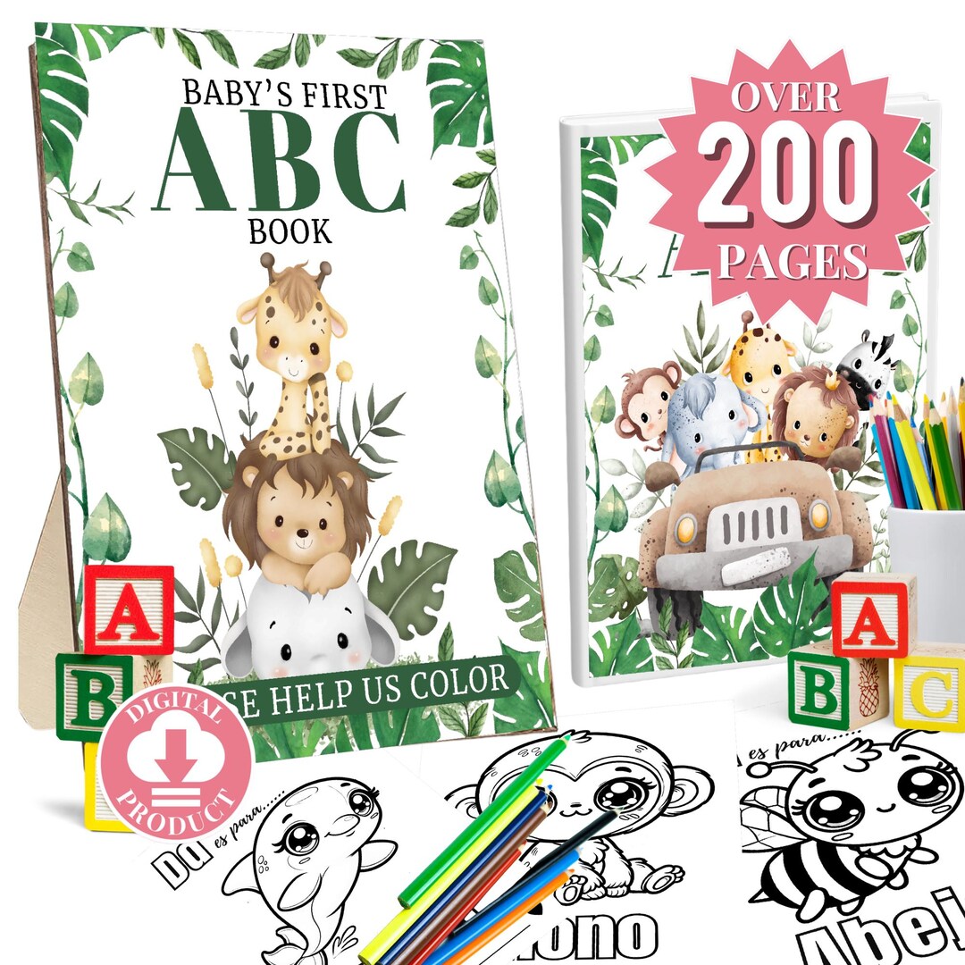ABC Book Baby Shower Activity, Personalized Alphabet Coloring Book Baby ...
