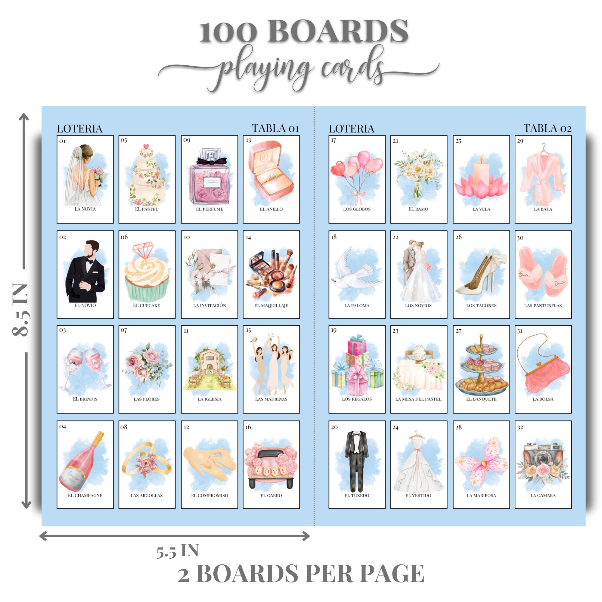 Despedida De Soltera Loteria Juegos 100 Tableros Juegos Para Boda ...