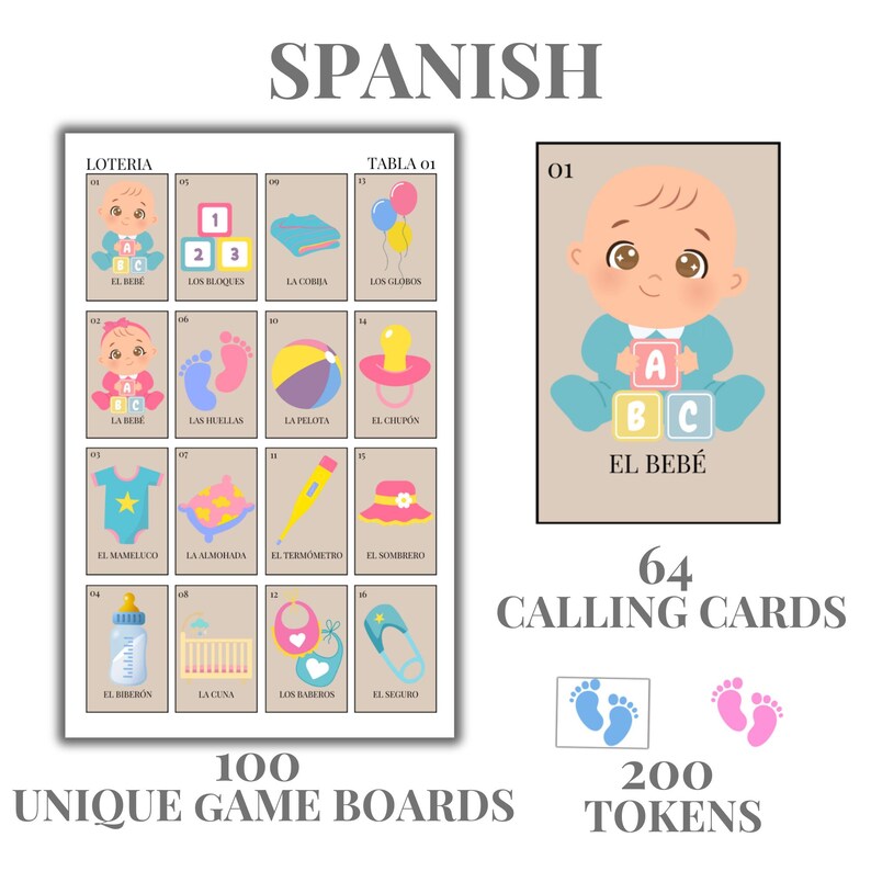Boho Minimalist Baby Shower Loteria Game, Mexican Loteria, Neutral Baby ...