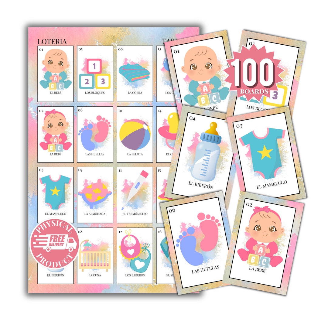 Juegos Para Baby Shower En Español 100 Tableros Loteria Revelacion De ...