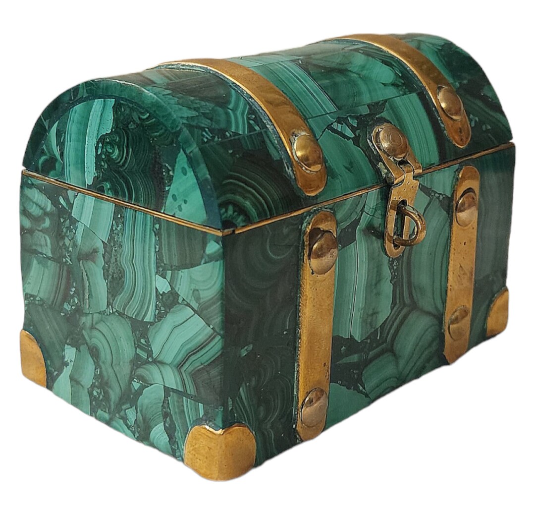 Vintage Malachite & Brass Chest - Etsy