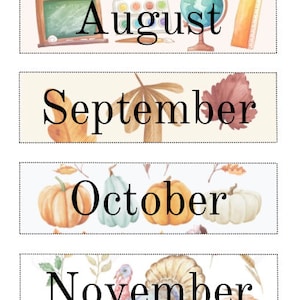Months of the Year Printable Cards, Water Color Themed, Pocket Chart ...