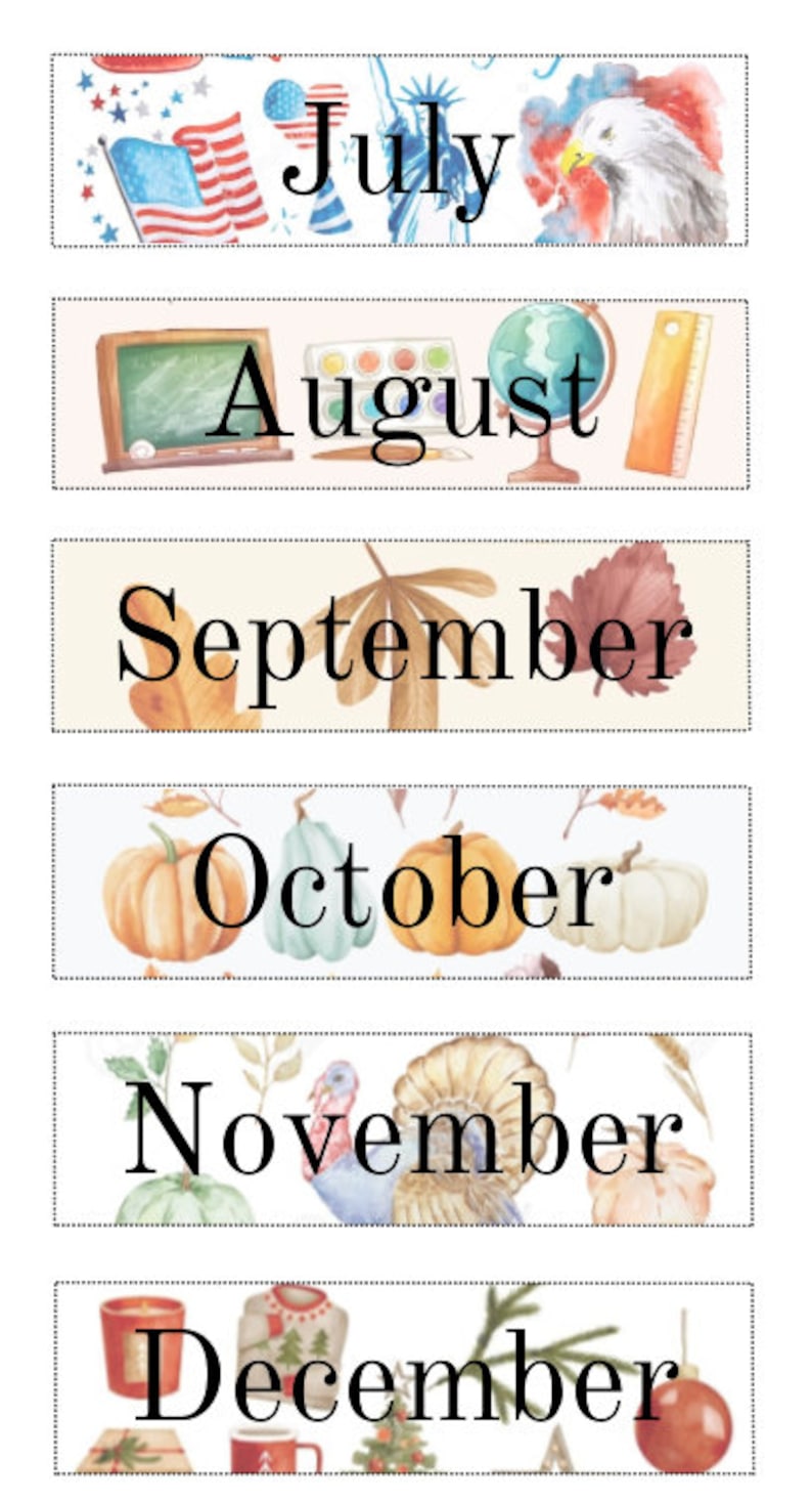 Months of the Year Printable Cards, Water Color Themed, Pocket Chart ...