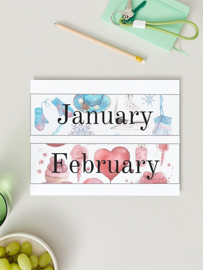 Months of the Year Printable Cards, Water Color Themed, Pocket Chart ...
