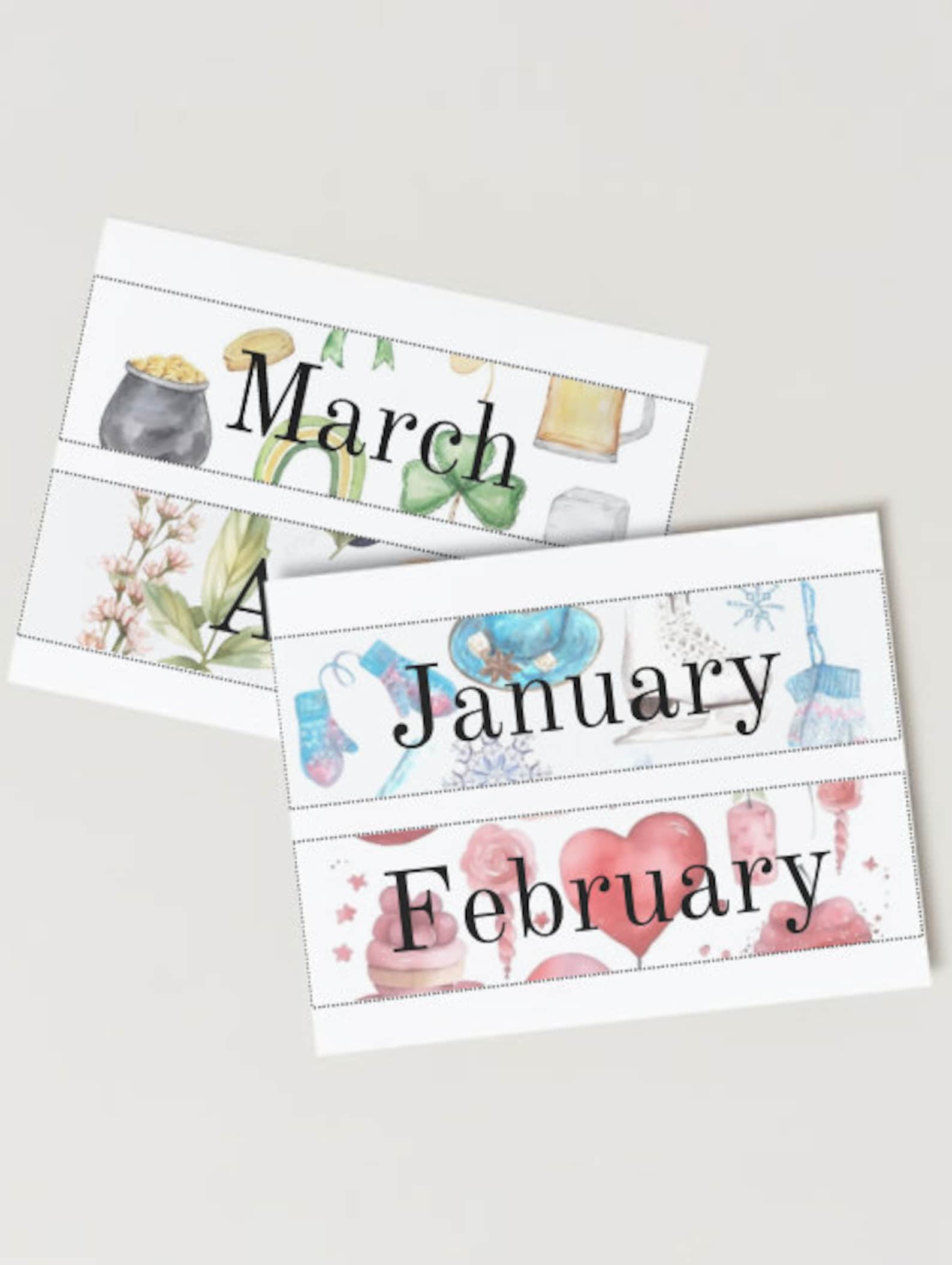 Months of the Year Printable Cards, Water Color Themed, Pocket Chart ...