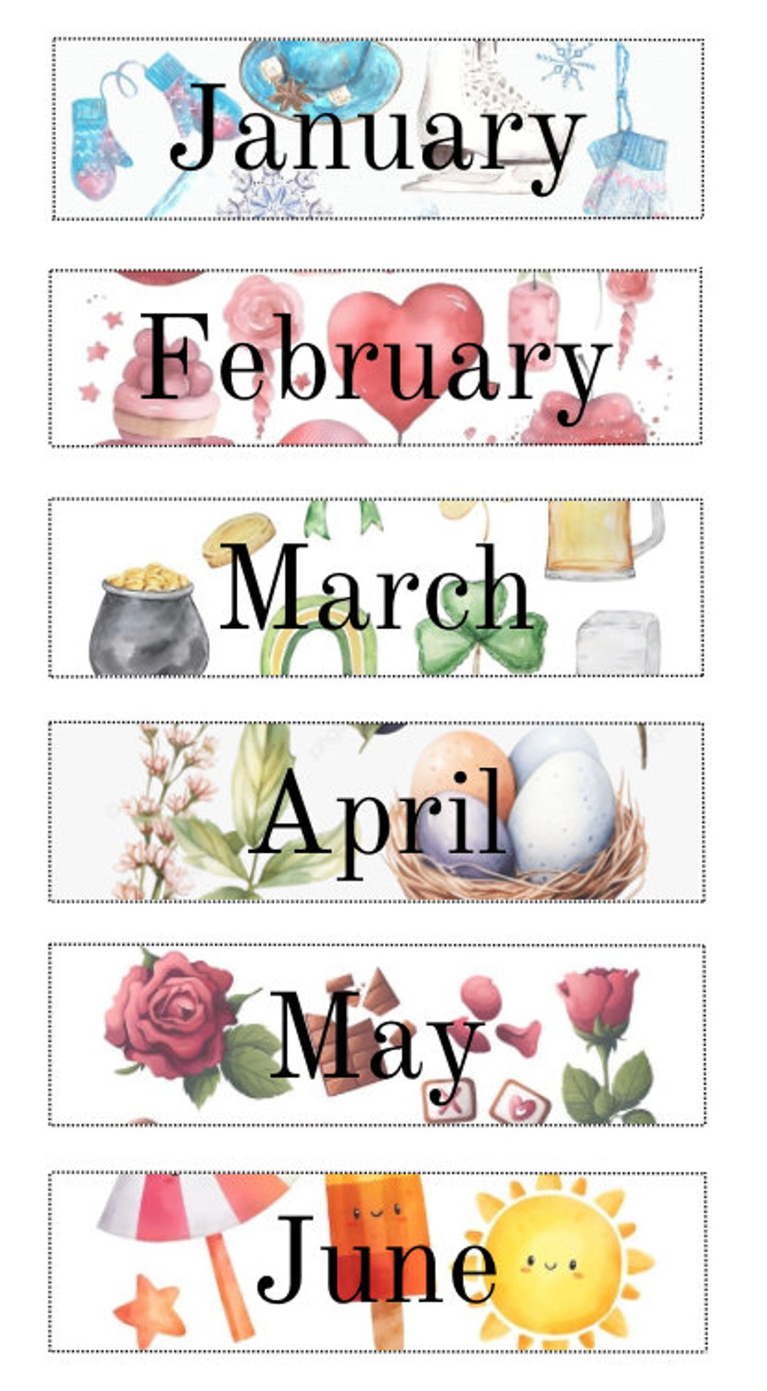 Months of the Year Printable Cards, Water Color Themed, Pocket Chart ...