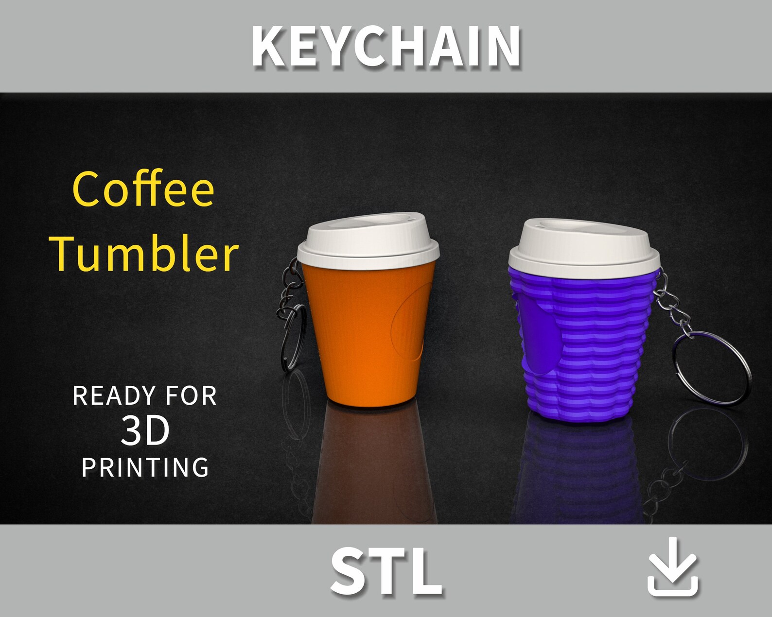 3D model Coffee Cup Keychain STL File for 3D Printing | Etsy