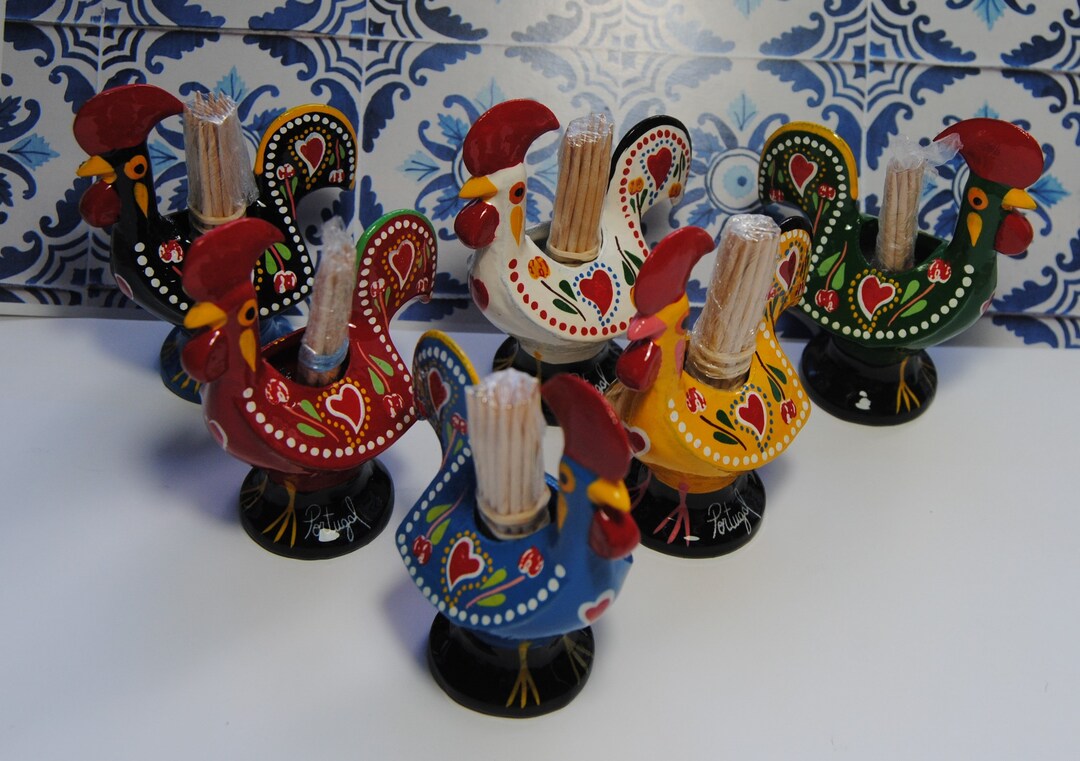 Traditional Barcelos Rosster, Toothpicks Holder, 8 Cm, Painted by Hand ...