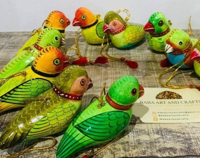 Set of 6 Hand Painted Parrots Hand Painted Paper Mache Birds - Etsy