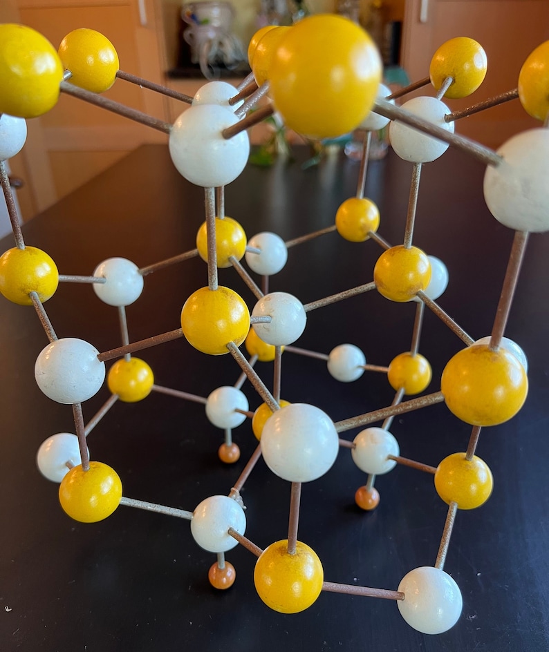 Vintage Wood and Metal Molecular Model in White and Yellow - Etsy