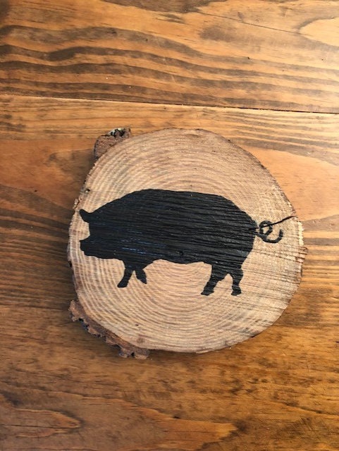 Rustic Wood Slab Signs Farmhouse Inspired Cow Pig - Etsy
