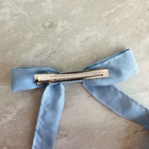 Blue Mini Silk Hair Bow, Baby Blue Bow Clip, Balletcore, Romancecore ...