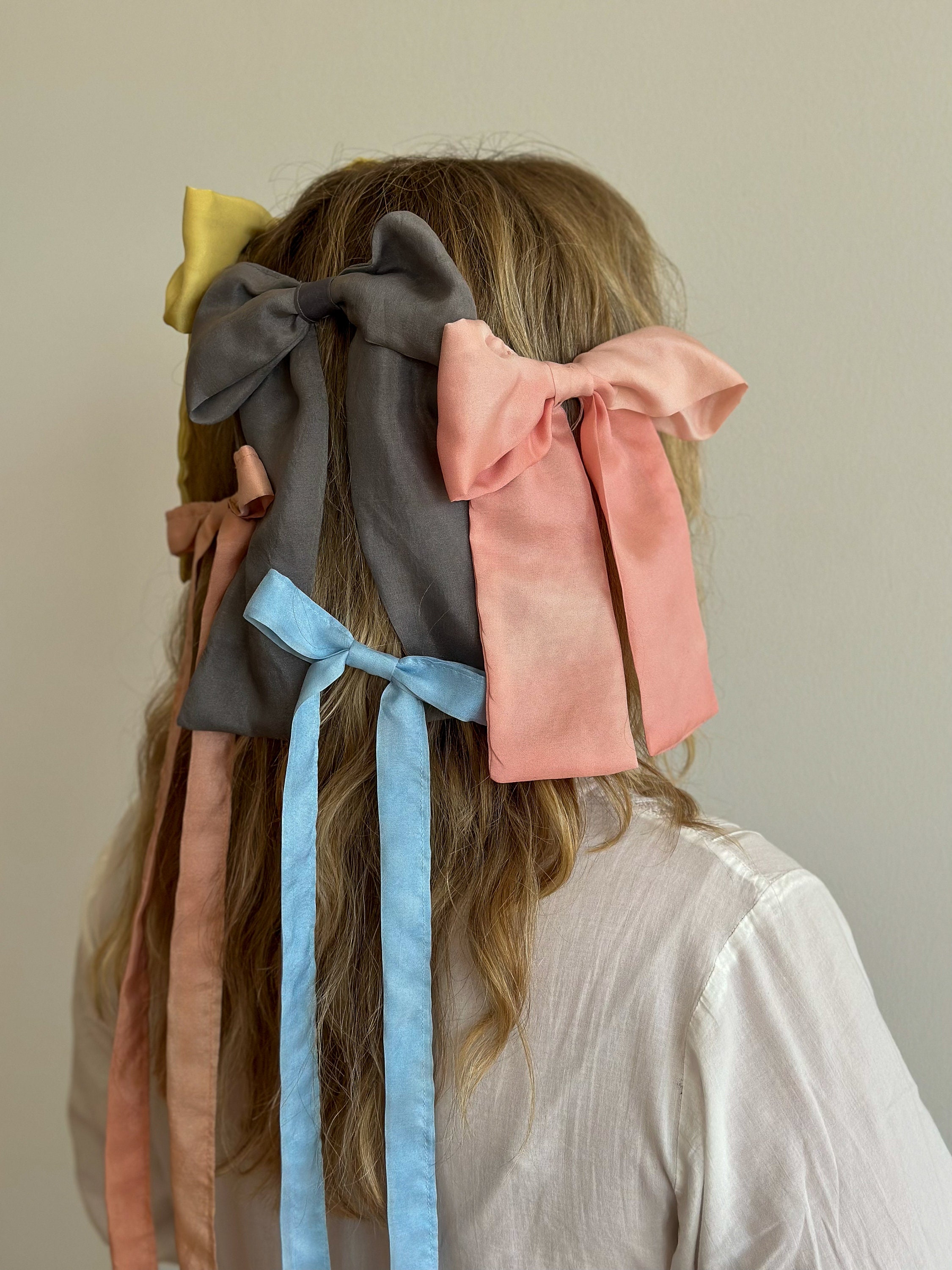 Pink Silk Hair Bow, Classic Hair Bow, Coquette, Balletcore, Hair Ribbon ...