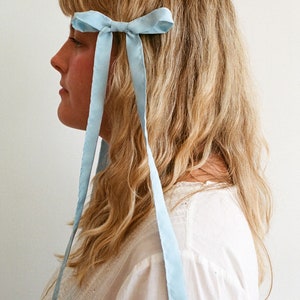 Blue Mini Silk Hair Bow, Baby Blue Bow Clip, Balletcore, Romancecore ...