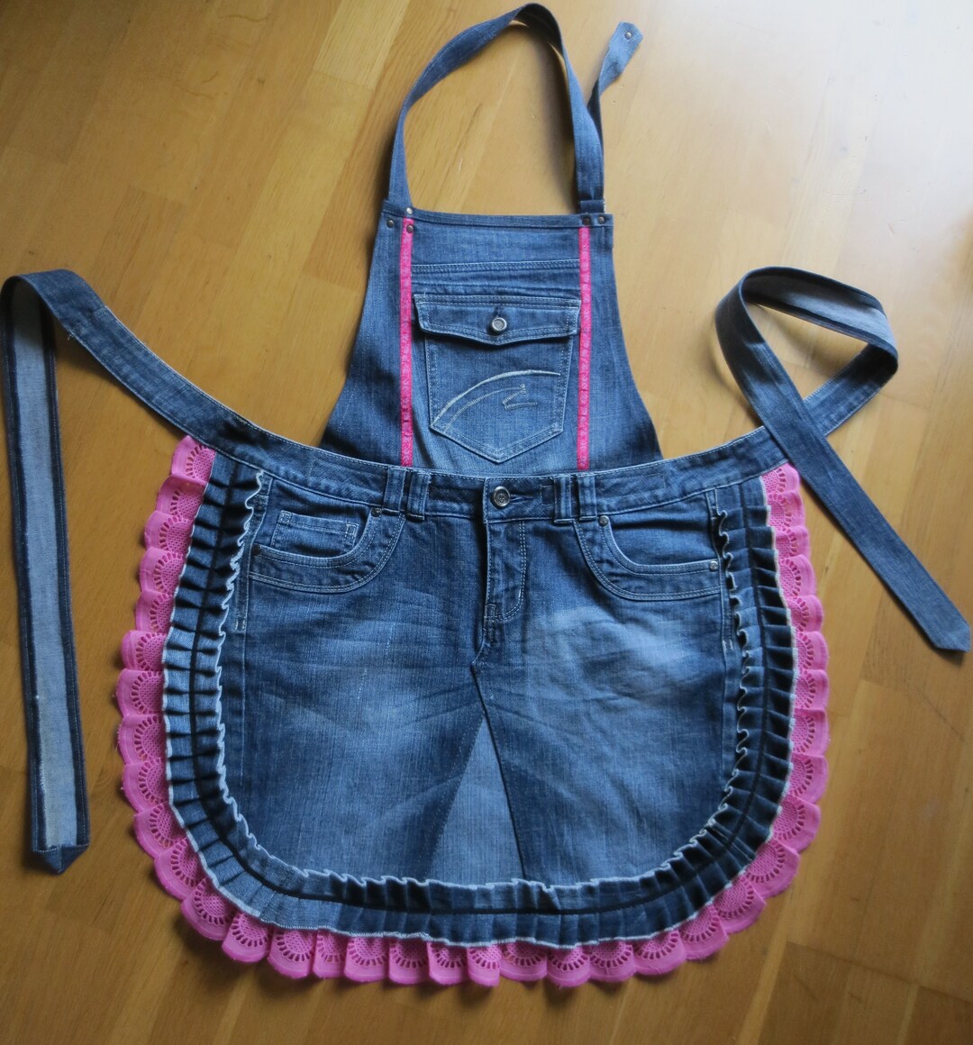 Jeans Apron Upcycling Recycling Bib Apron Blue Apron Demin Apron ...