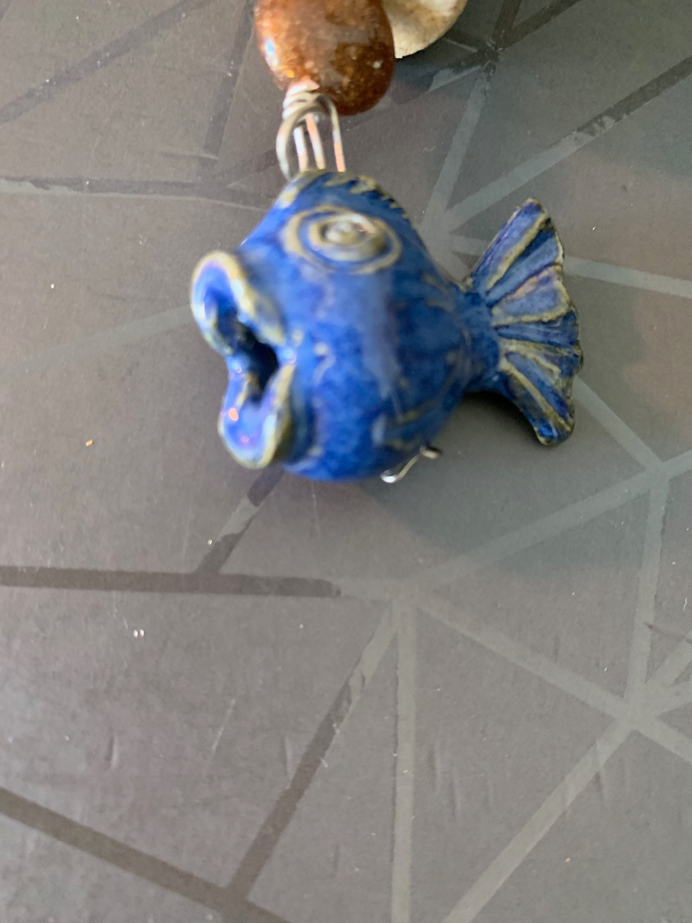 1 Blue Porcelain Fish Floating Key Chain - Etsy Denmark