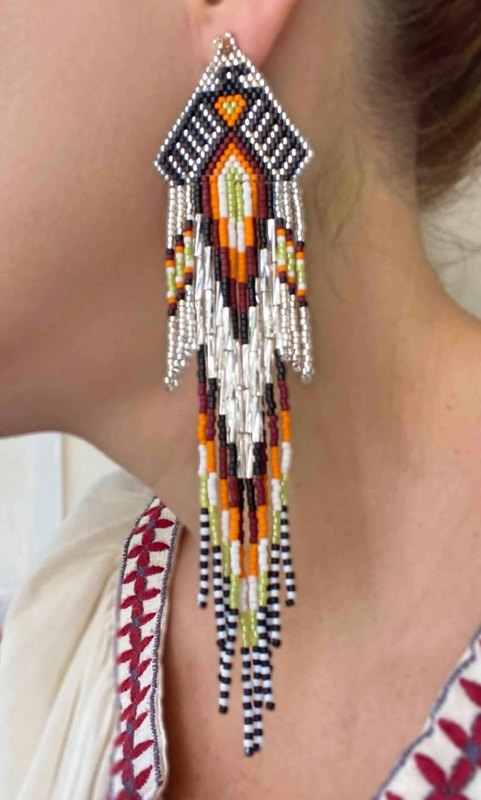 Beaded Eagle Earrings: Native American Aztec Design, Miyuki Boho ...