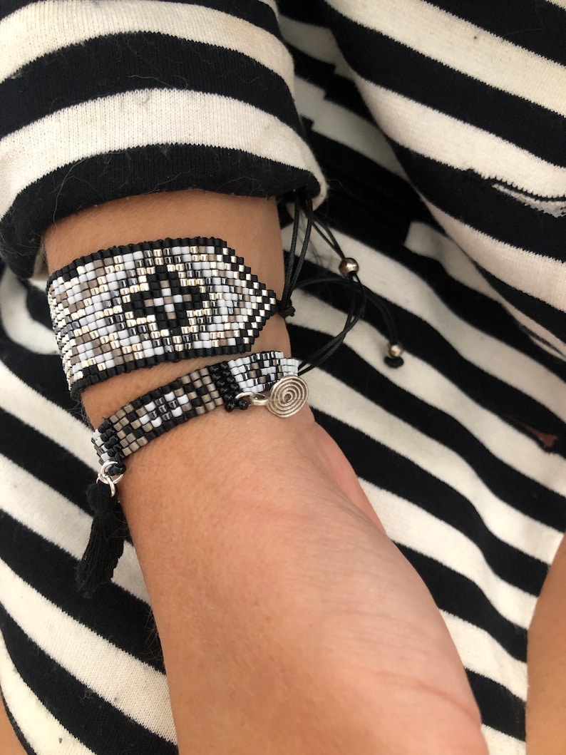 Miyuki Beaded Bracelet Stack Aztec Design Geometric Beaded - Etsy