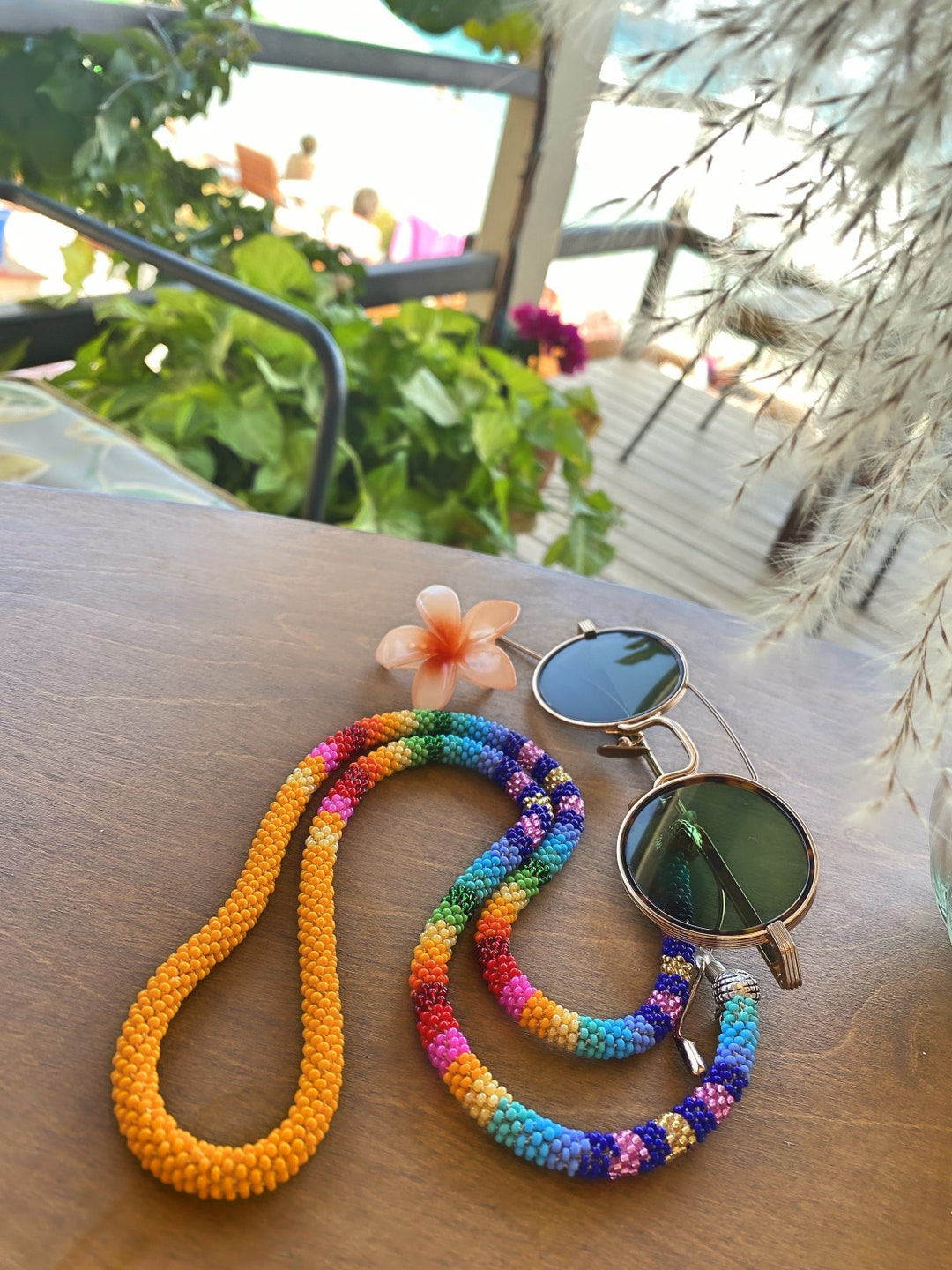 Hippie Beaded Sunglasses Chain, Colorful Beaded Sunglasse Strap, Eye ...