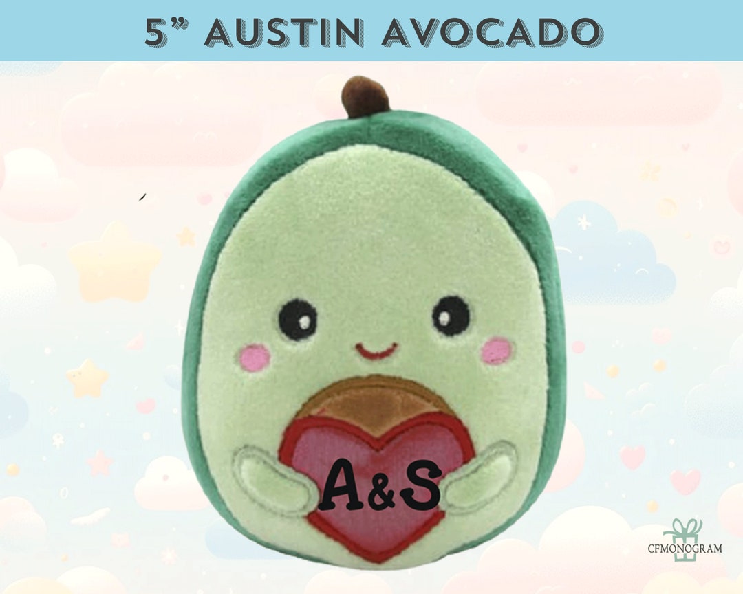 Personalized Squishmallow Austin Avocado 5", Green Avocado, Valentines ...