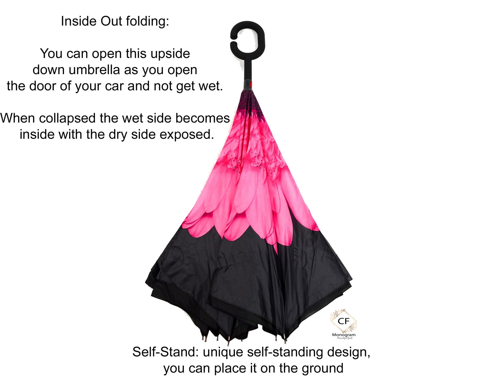 Custom Umbrella Personalized Umbrella Pink Flower Umbrella - Etsy