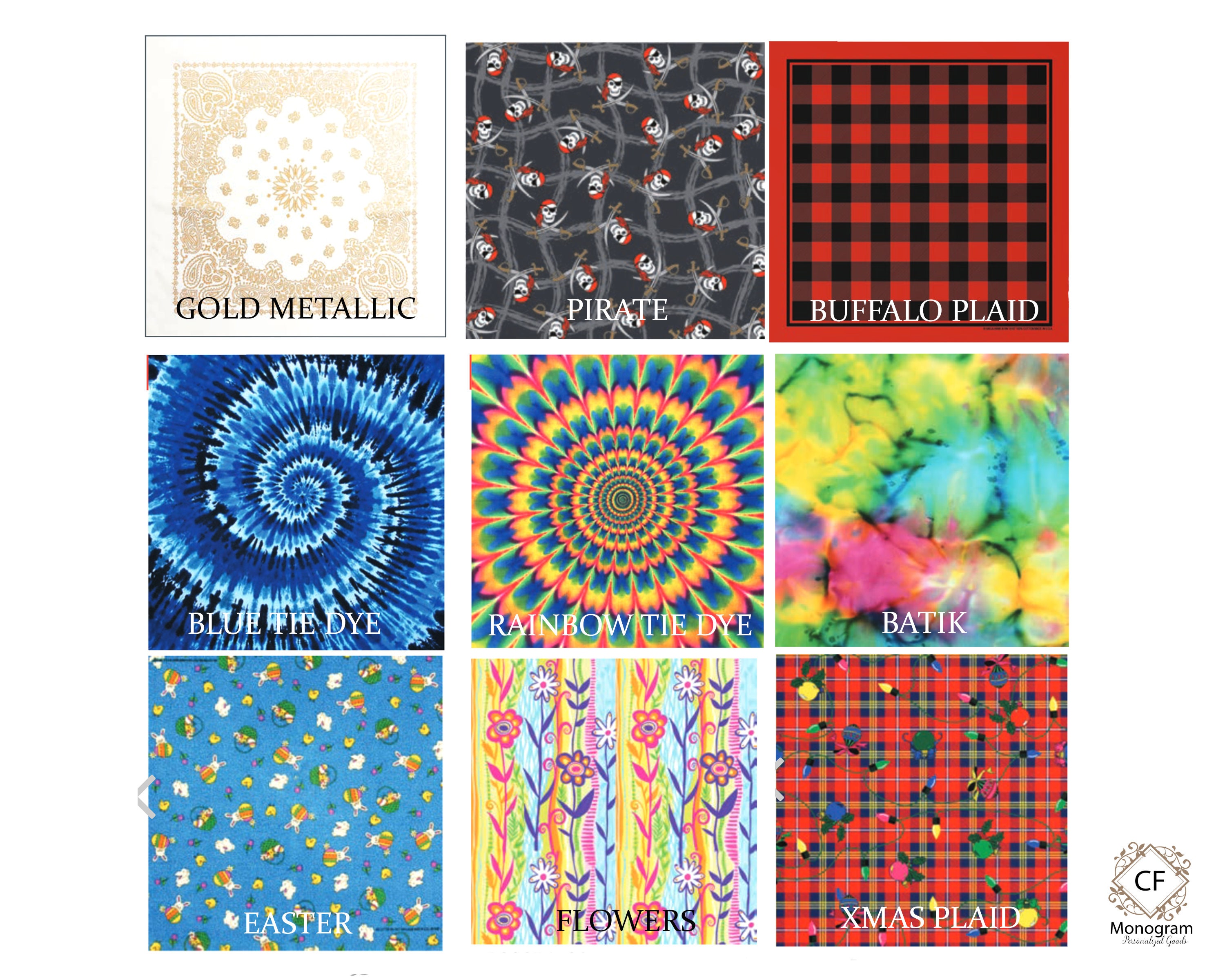 Monogrammed Buffalo Plaid Bandana Personalized Bandana | Etsy