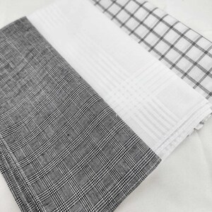 Mens Handkerchief Set of 3, Grey Monogram Handkerchiefs, 100% Cotton ...