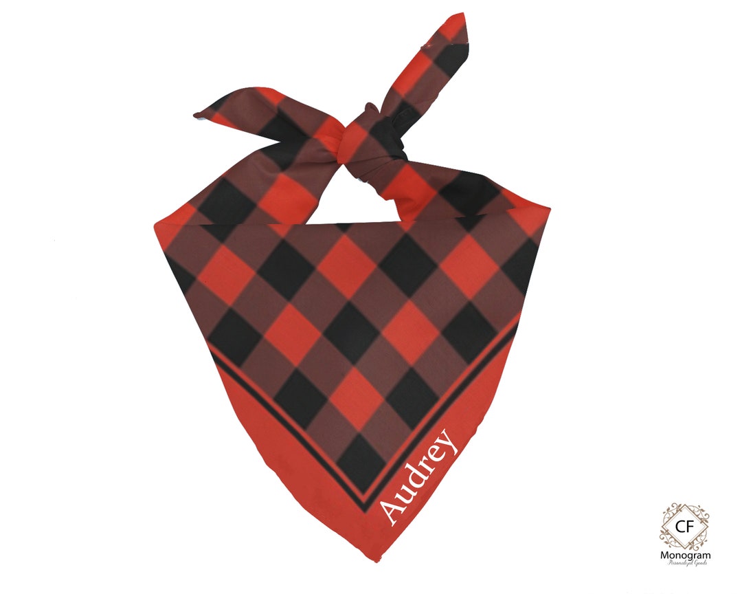 Monogrammed Buffalo Plaid Bandana, Personalized Bandana, Bandana for ...