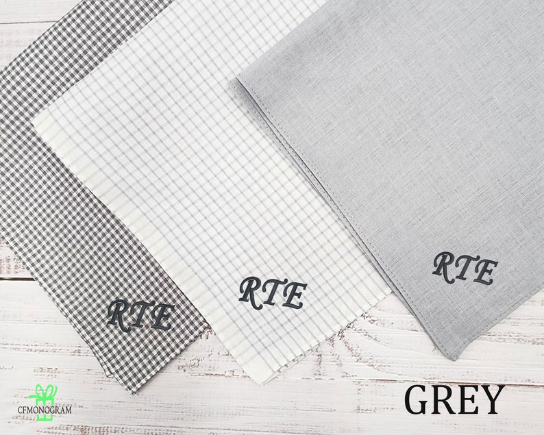 Mens Handkerchief Set of 3 Grey Monogram Handkerchiefs 100% - Etsy