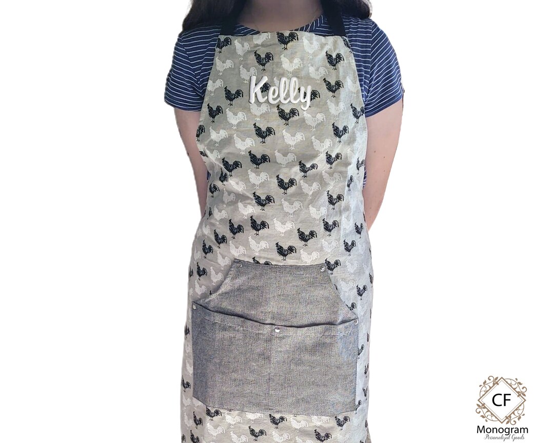 Personalize Apron, Rooster Pantry Apron, Cotton Adjustable Gourmet Chef ...