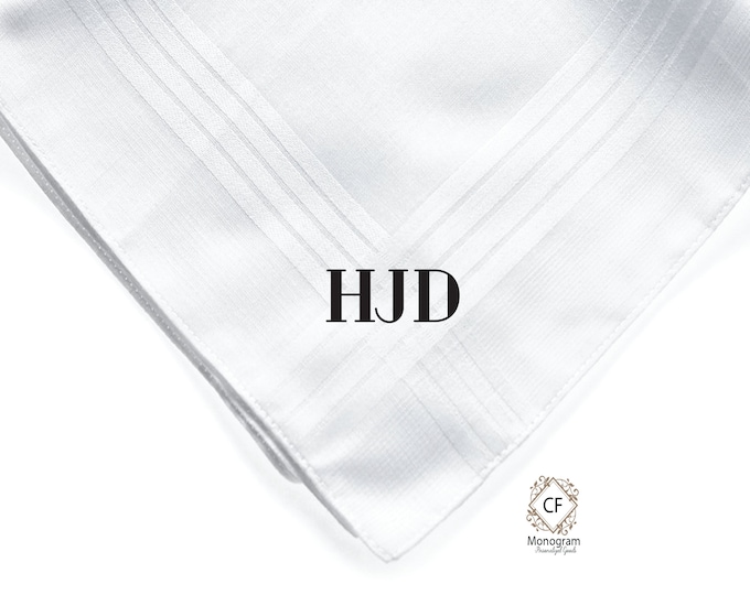Monogrammed Handkerchief Set of 3 Cotton Handkerchiefs Monogrammed ...