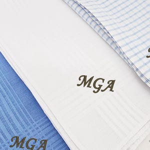 Mens Handkerchief Set of 3, Grey Monogram Handkerchiefs, 100% Cotton ...