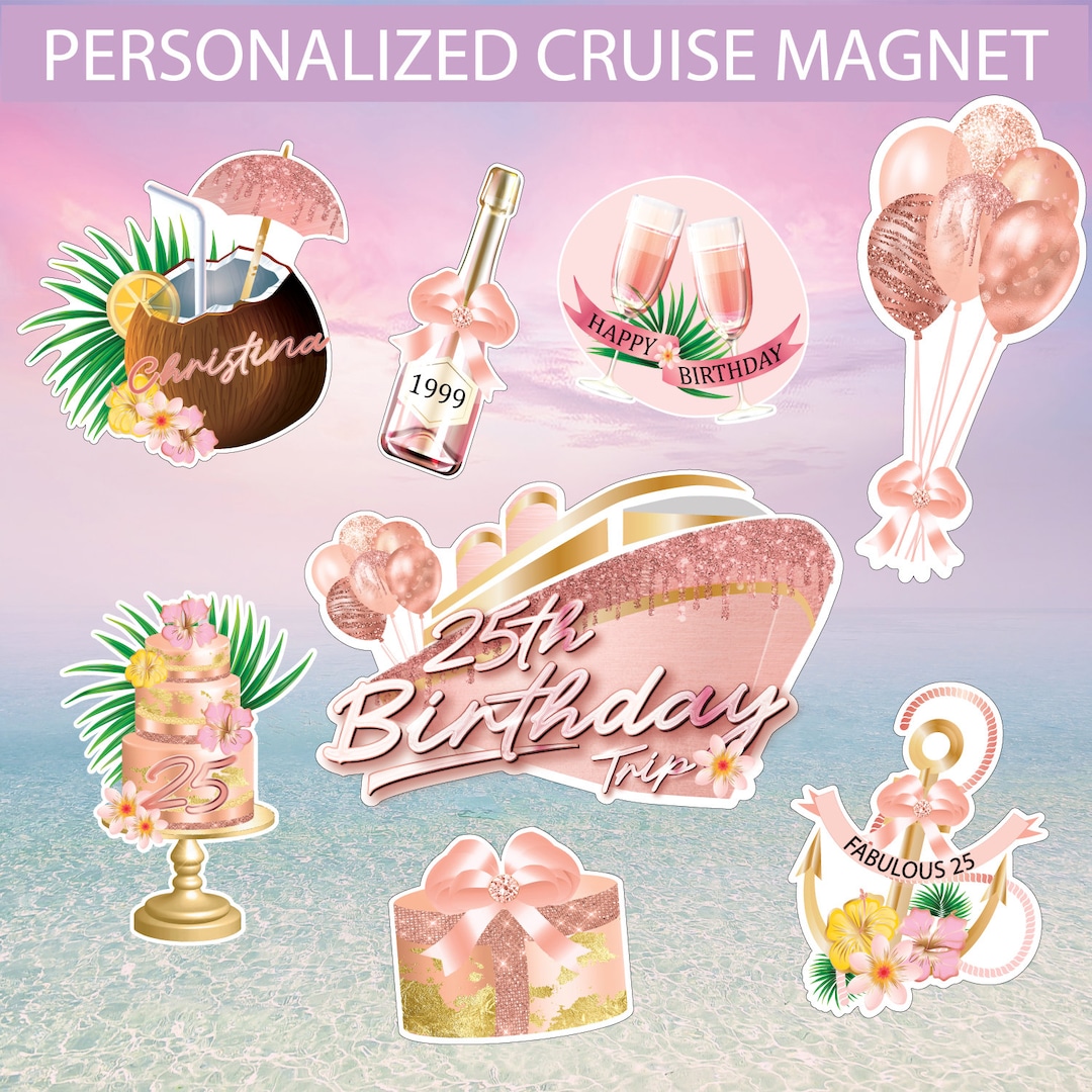 Personalized 50th Birthday Cruise Door Magnets, Rose Gold Decor - Etsy