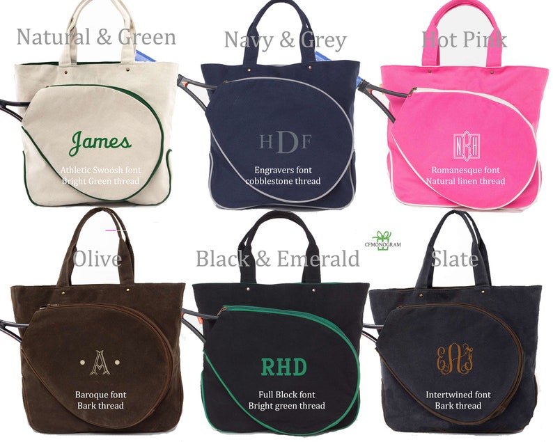 Monogrammed Tennis Bag Racquet Tote Canvas Monogram - Etsy