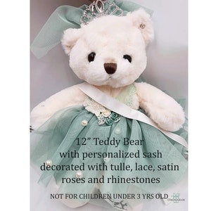 12" Personalized Birthday Teddy Bear, Quince Años Quinceañera Last Doll ...