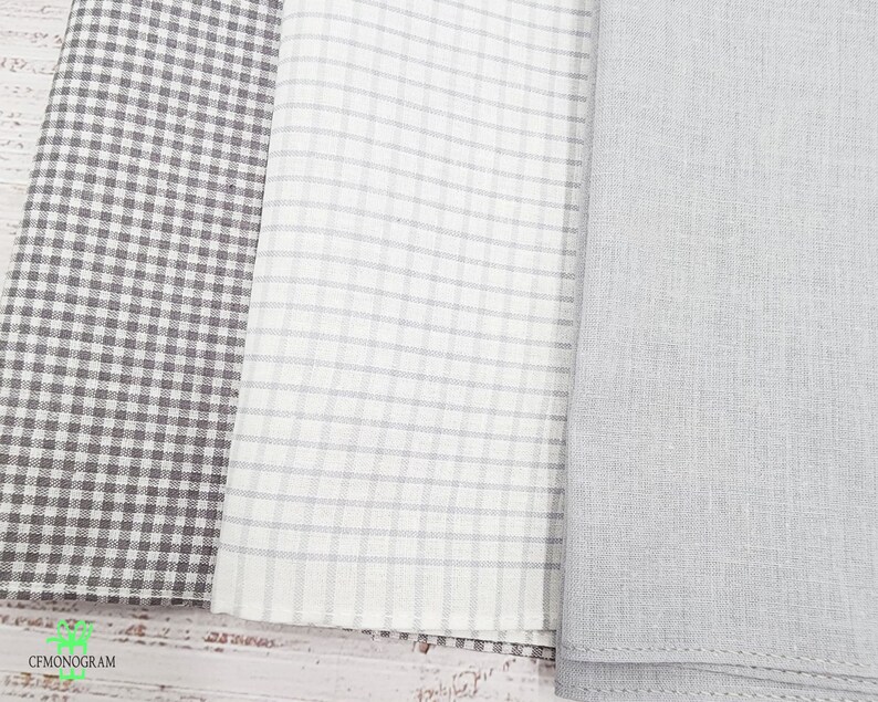 Mens Handkerchief Set of 3 Grey Monogram Handkerchiefs 100% - Etsy