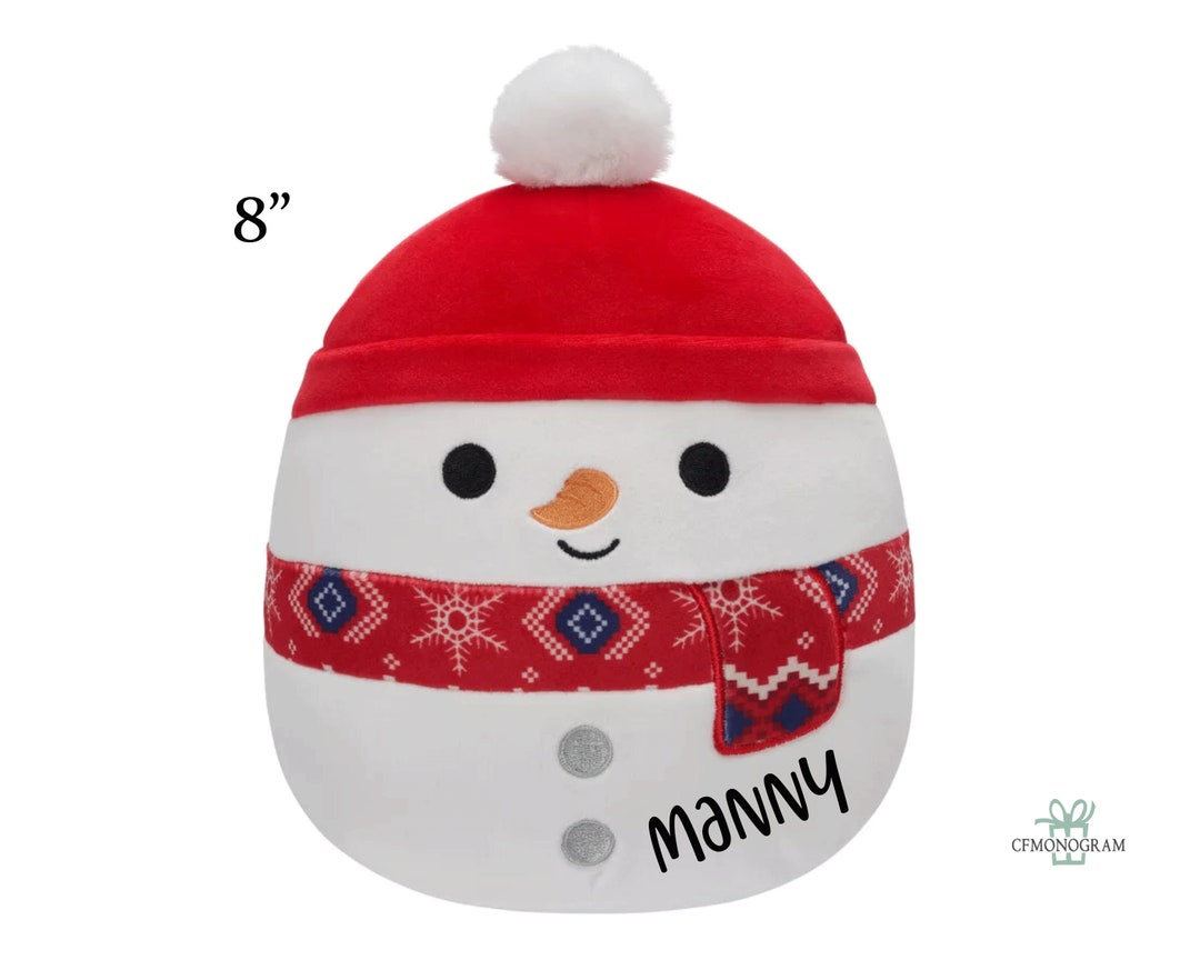 Personalized Squishmallow Manny Snowman 8 Inch, Holiday Christmas ...