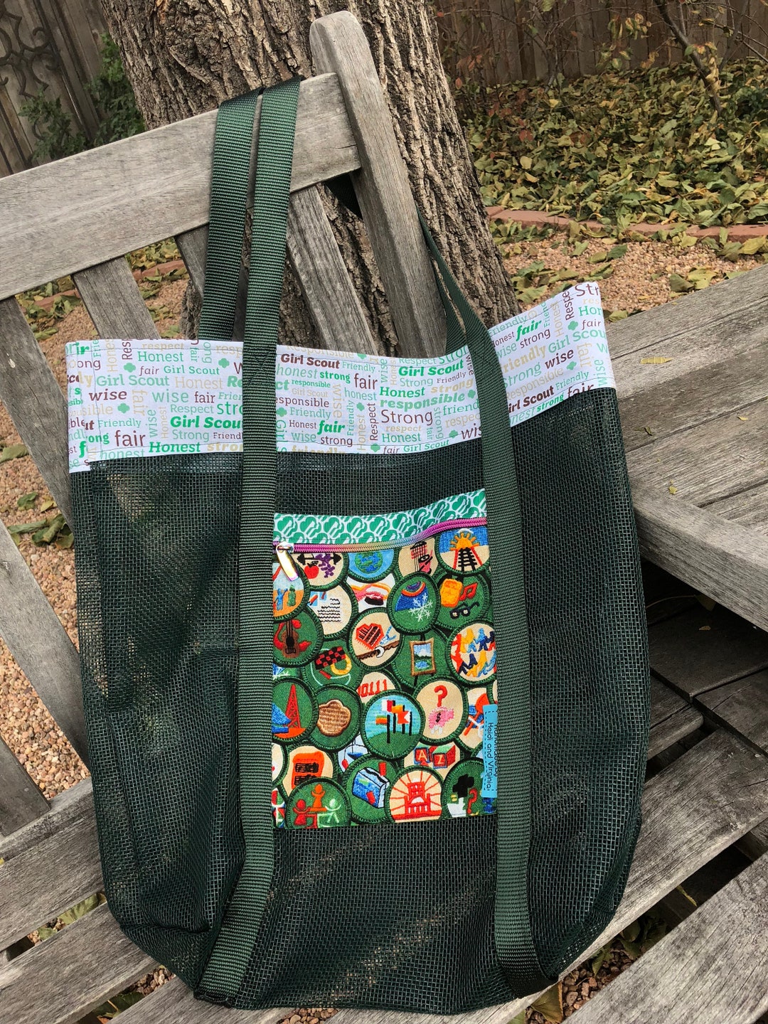 Mesh Tote Bag – Old School Patch Girl Scout Bag - Etsy