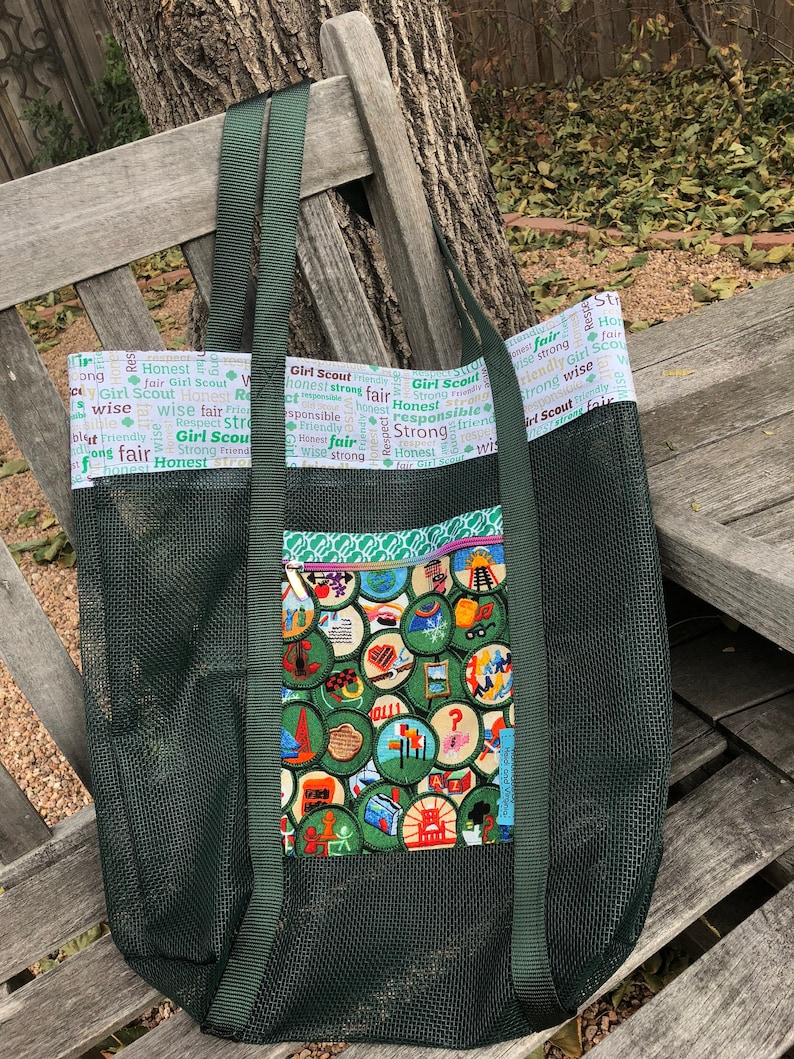 Mesh Tote Bag – Old School Patch Girl Scout Bag - Etsy