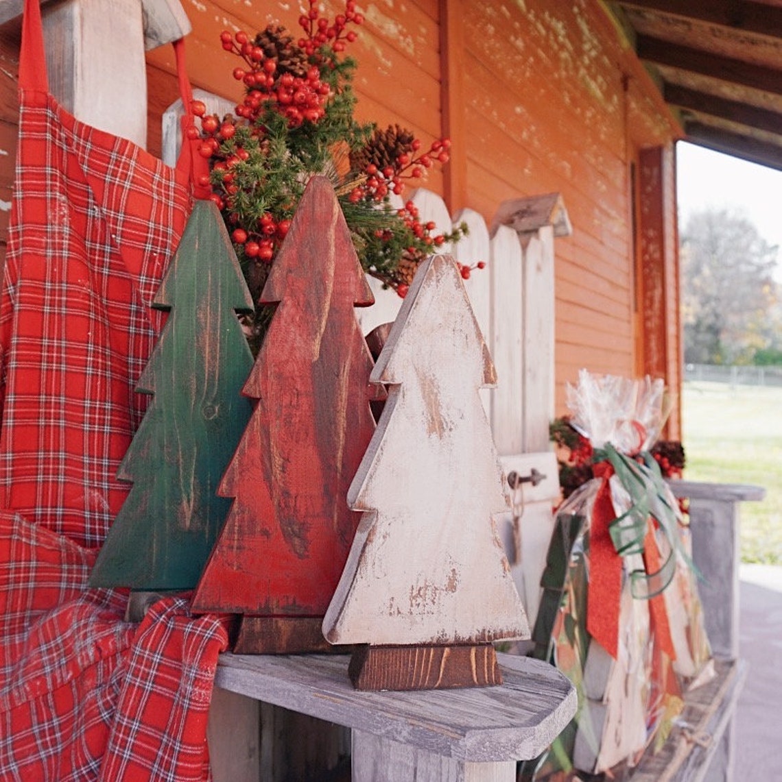 Rustic Wood Tree Set - Etsy