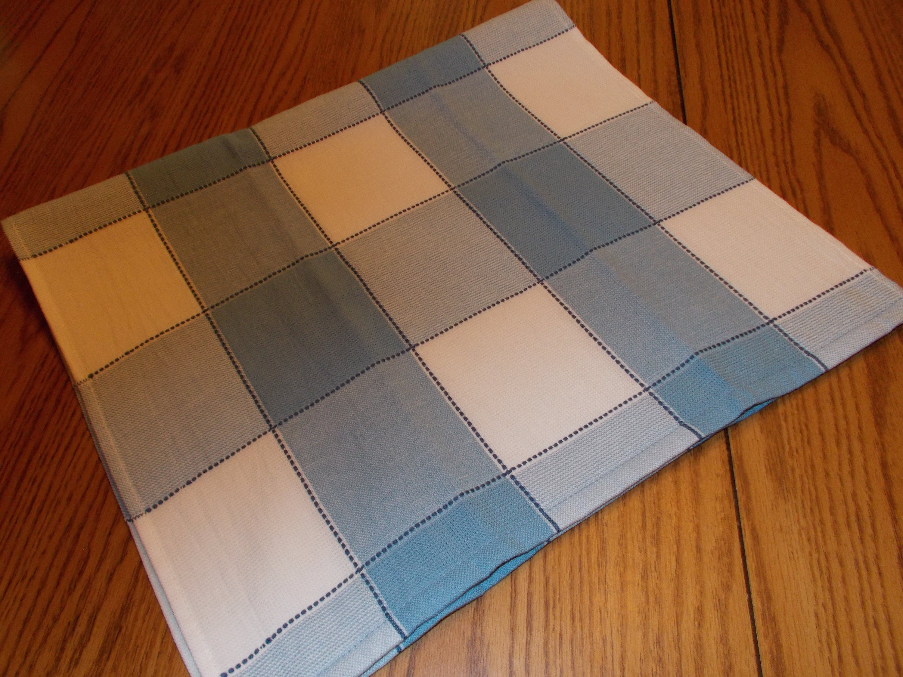 Double Sided Dish Towel SET Blue Plaid Squares Handmade Fabric - Etsy