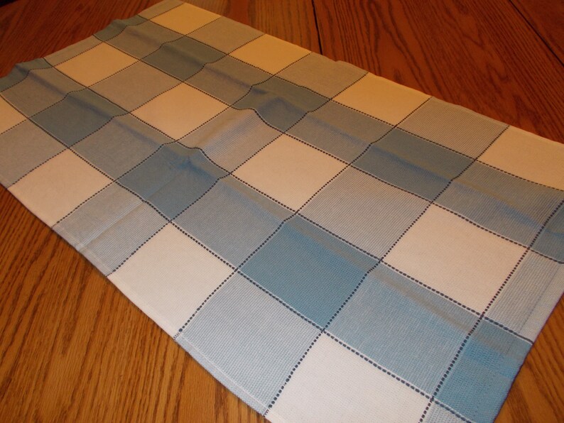 Double Sided Dish Towel SET Blue Plaid Squares Handmade Fabric - Etsy