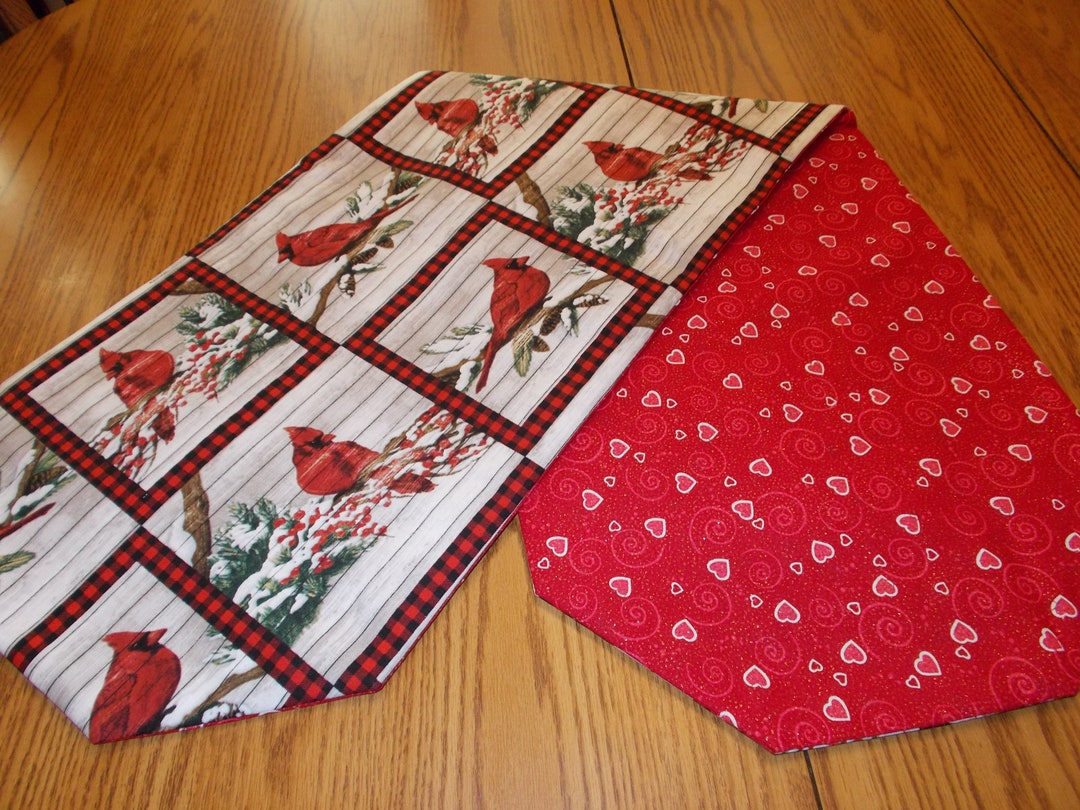 Cardinal Table Runner Valentine Thick Rectangular Reversible - Etsy