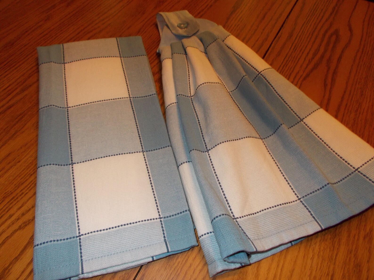 Double Sided Dish Towel SET Blue Plaid Squares Handmade Fabric - Etsy