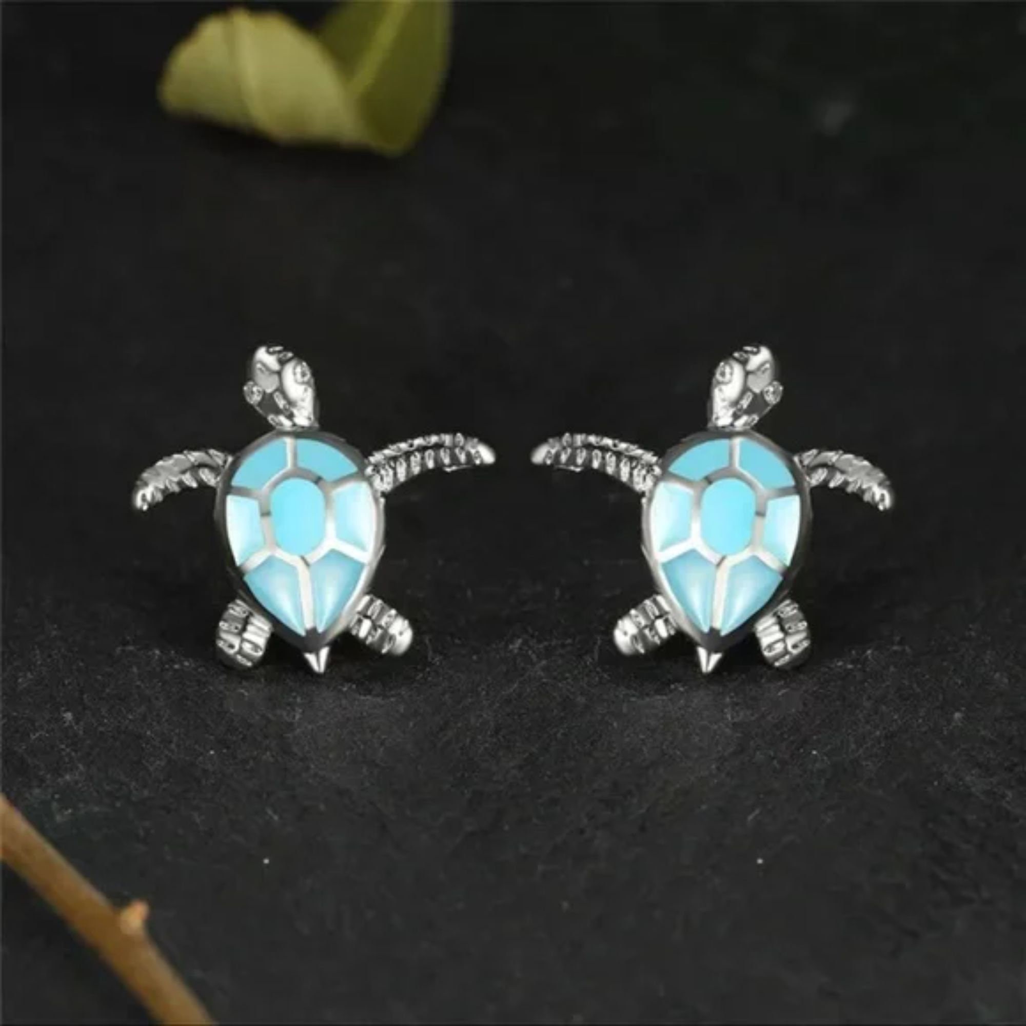 Adorable Dainty Blue Sea Turtle Stud Earrings - Etsy