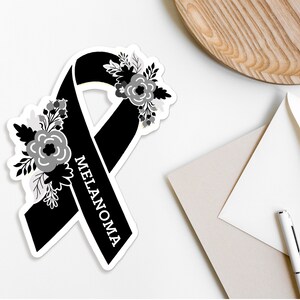 Melanoma Sticker, Melanoma Awareness Stickers, Floral Black Awareness ...