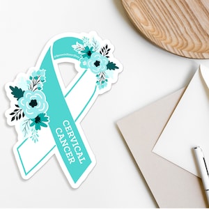 Cervical Cancer Sticker, Cervical Cancer Awareness Stickers, Teal ...