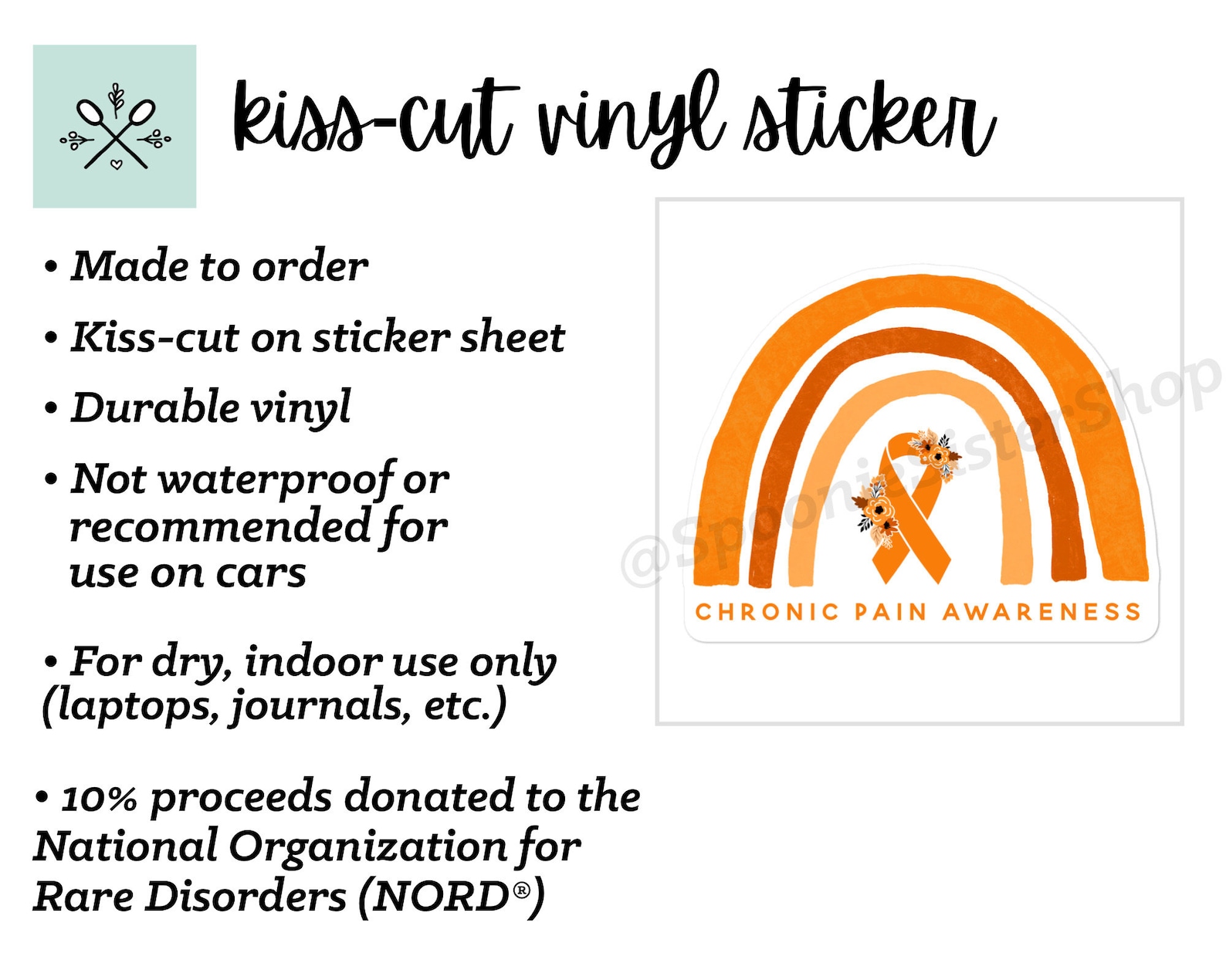 Chronic Pain Awareness Rainbow Sticker Chronic Pain Sticker | Etsy