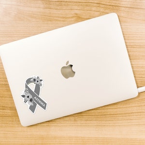 Asthma Sticker, Asthma Awareness Stickers, Floral Grey Awareness Ribbon ...