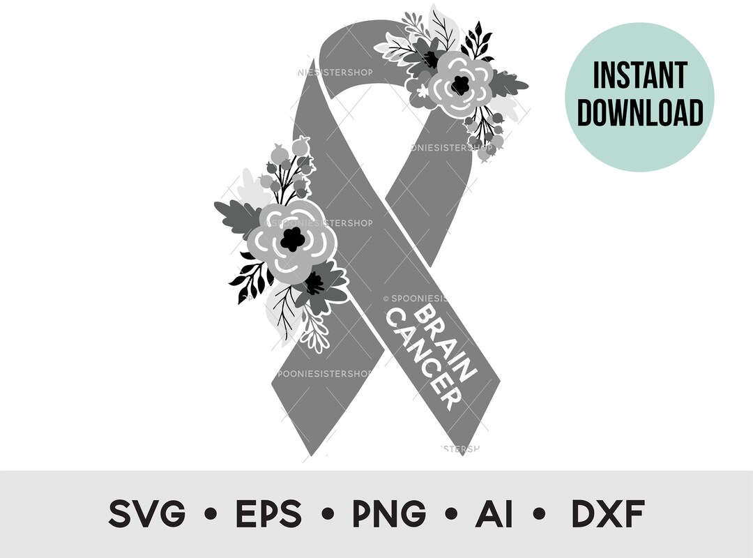 Brain Cancer Awareness Ribbon SVG Brain Cancer SVG Brain - Etsy